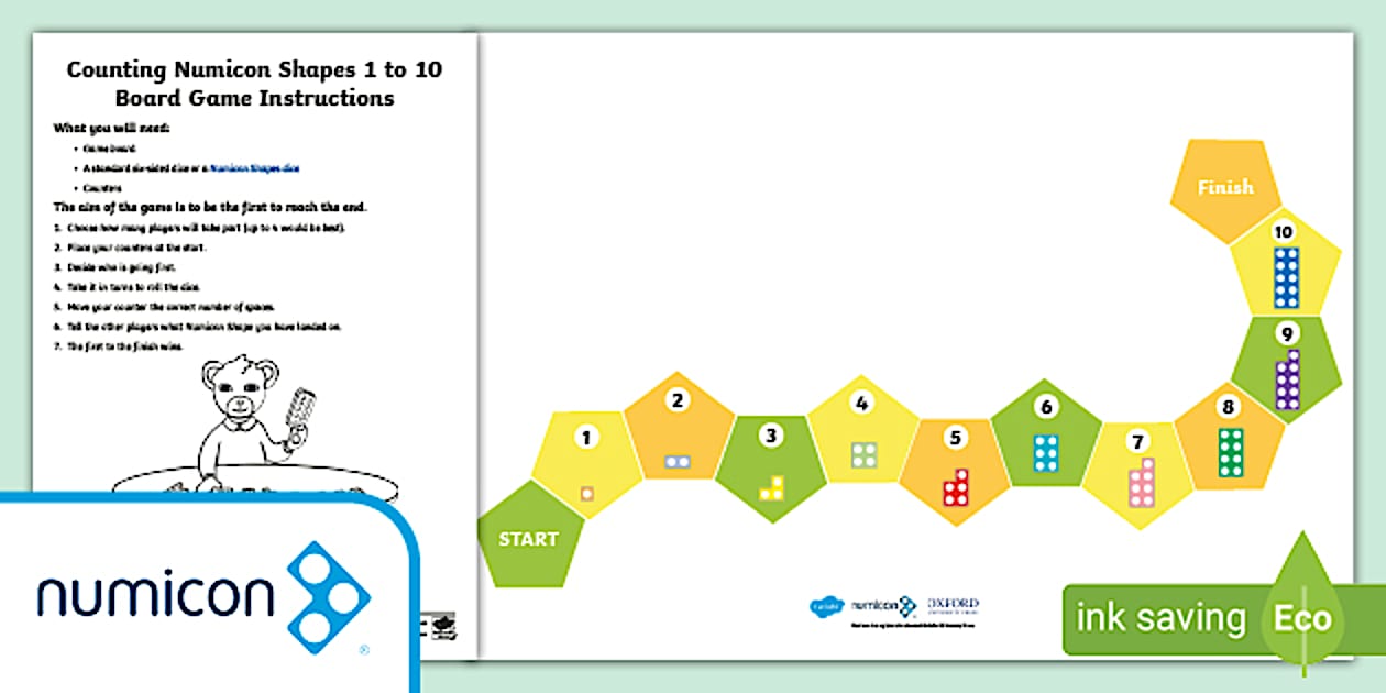 Counting Numicon Shapes 1 to 10: Board Game - Twinkl